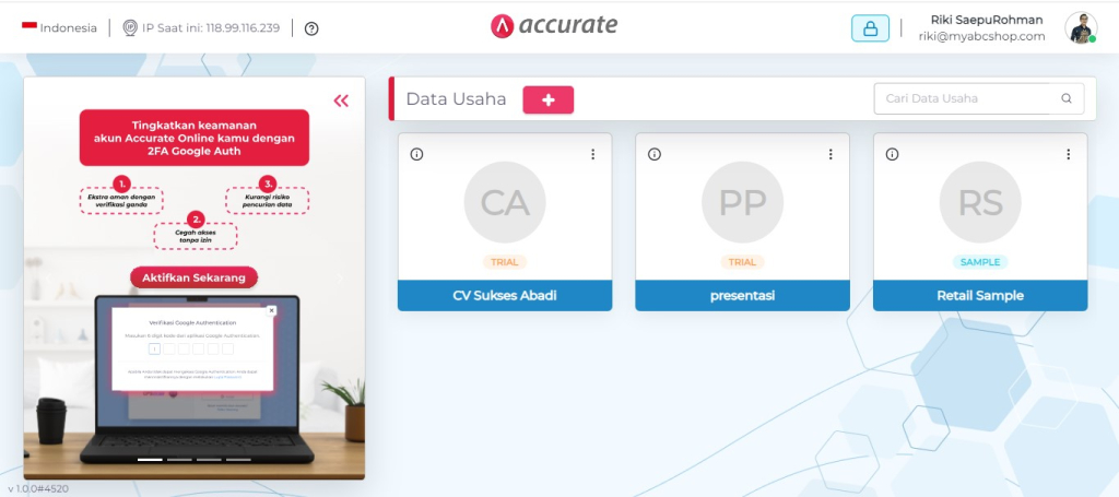 Aktivasi Database Accurate Online | Accurate Official